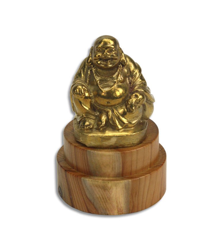 Chinese Happy Buddha Amulet, mounted on wood - Choice of designs - Farang
