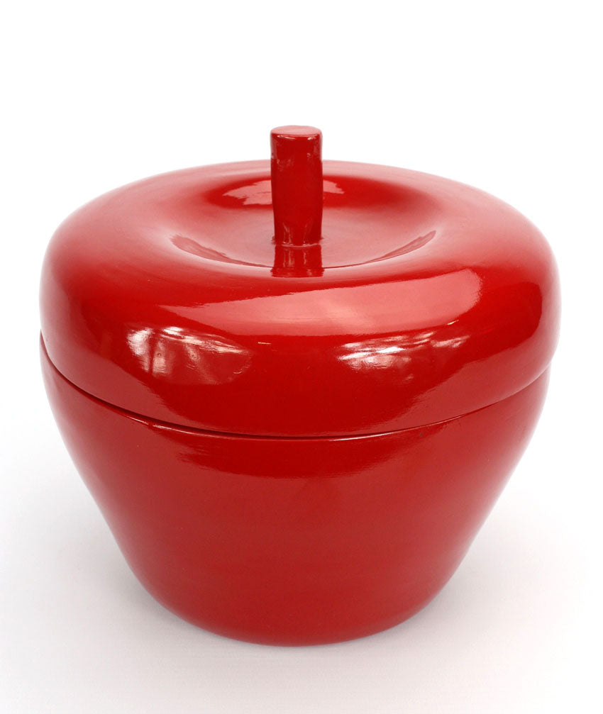 Contemporary Thai lacquerware - Red Apple Design - 3 Sizes - Farang
